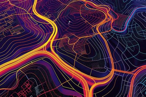Colorful Abstract Lines Overlay A Map Illustrating Dynamic Routes And