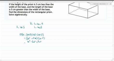 Solved Example 10 Problem Solving A Rectangular Prism Has A Volume Of 1050 Cm If The Height Of