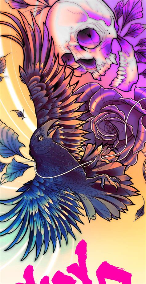 Neo Trad Crow And Skull Tattoo Design Available Spruce Grove Tattoo