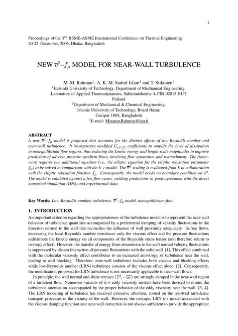 Pdf New V2 F Model For Near Wall Turbulence