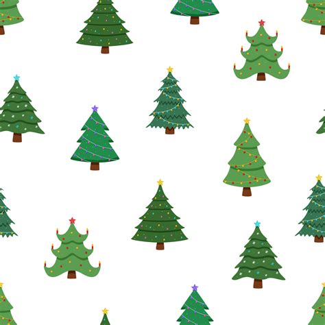Seamless Christmas Tree Pattern Background Vector Concept Of Winter
