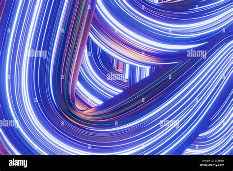 Abstract Light Trails Creating A Dynamic Flowing Pattern In Vibrant Blue And Purple Hues3d
