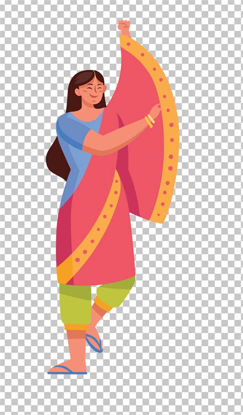 Indian Woman Dancing Vector Png
