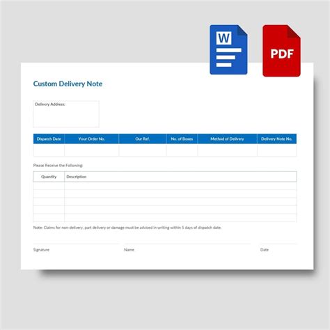 Editable Delivery Note Template Fillable Dispatch Form Pdf And Word