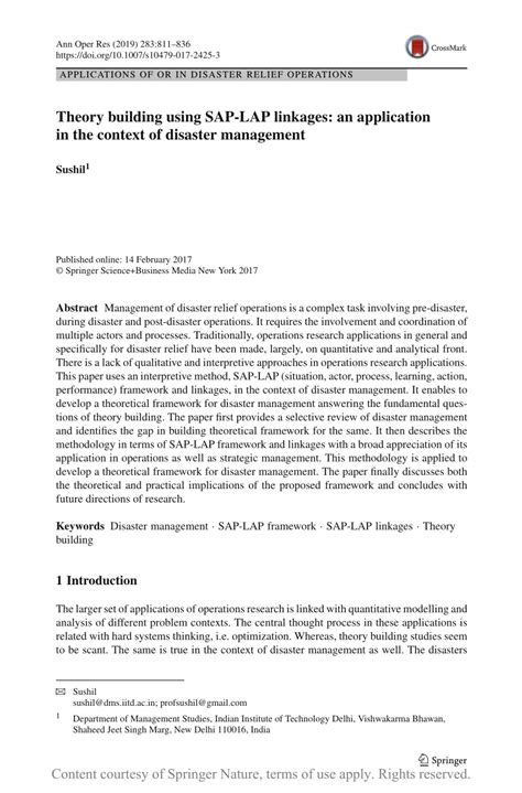 Theory Building Using Sap Lap Linkages An Application In The Context