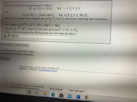 Answered Curves C1 And C2 Are Parametrized As Follows C Is F T 0 T For 1 Bartleby
