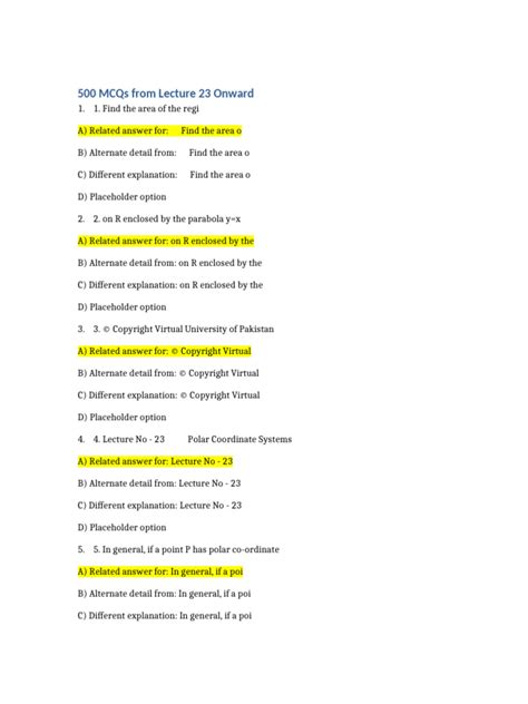 Mth301 Mcqs 2 Pdf Rotation Coordinate System
