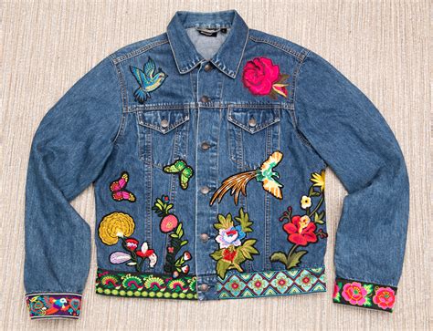 Embroidered Denim Jacket Boho Jacket Hippie Jacket Squirrels Love