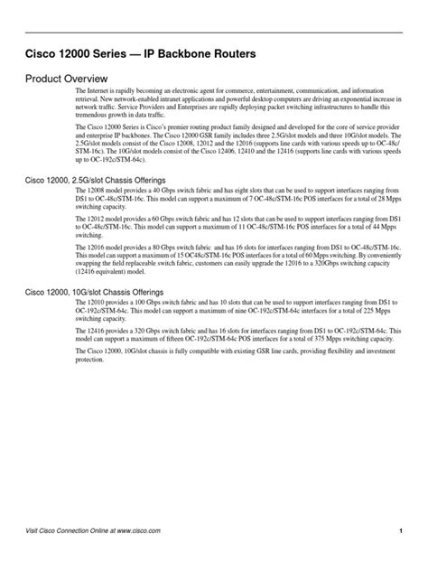Cisco 12000 Ip Backbone Routers Pdf Network Switch Routing