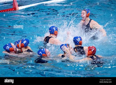 Eindhoven Joy Among The Dutch Water Polo Team Women After Winning
