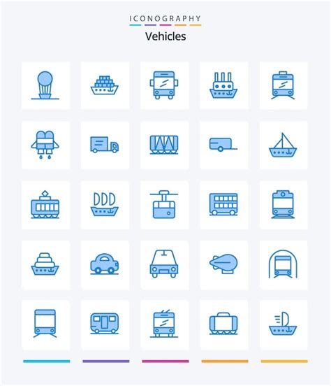 Creative Vehicles 25 Blue Icon Pack Zoals Een Vrachtwagen Jet Transport