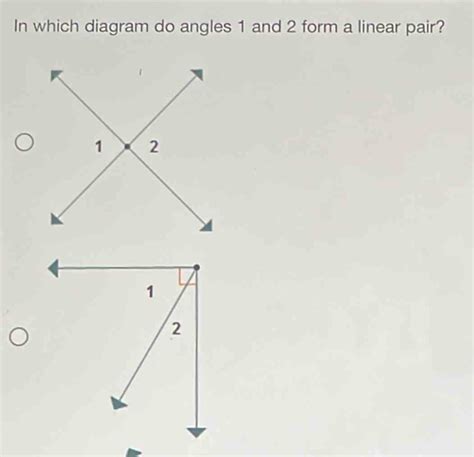 Solved In Which Diagram Do Angles And Form A Linear Pair Math