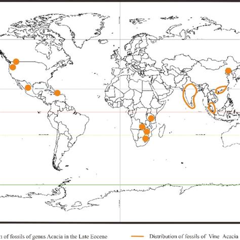 Distribution Of Late Eocene Legume Fossils And Extant Legumes