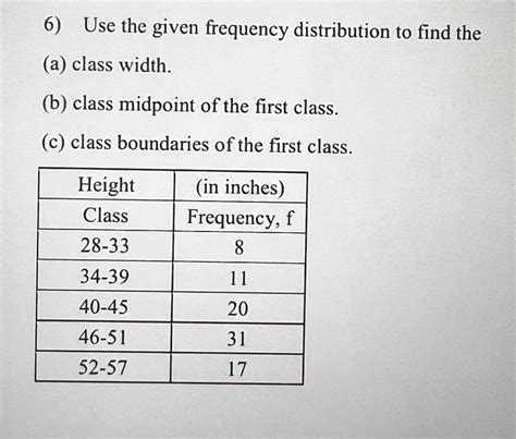 solved 6 use the given frequency distribution to find the