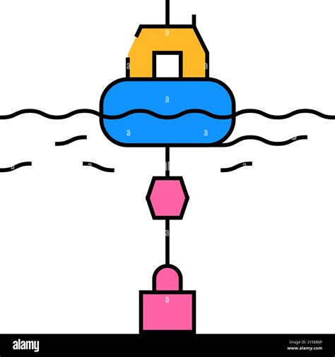 Floating Generator Tidal Power Plant Icon Color Illustration Stock