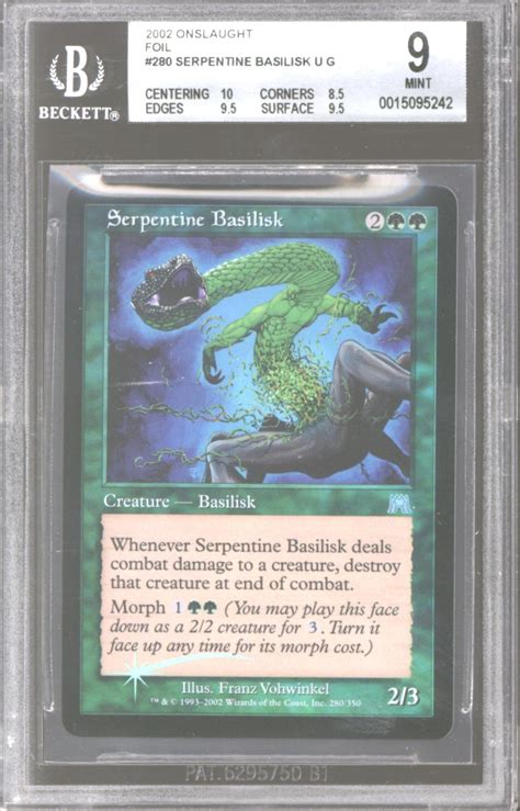 Magic The Gathering Onslaught Foil Serpentine Basilisk Bgs 9 10 85 95 95 Near Mint Nm