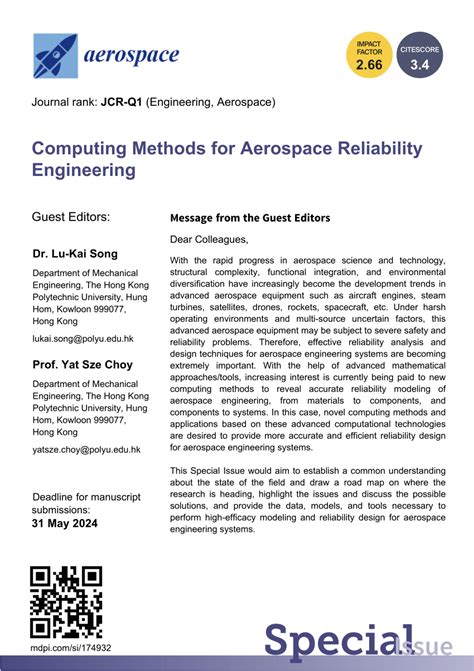 Pdf Special Issue Computing Methods For Aerospace Reliability