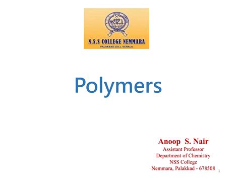 Introduction To Polymers Pptx Chemistry Science