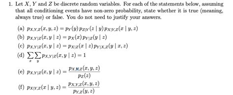 Solved 1 Let Xy And Z Be Discrete Random Variables For