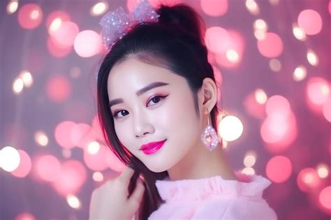 Premium Ai Image Asian Girl Pink Young Model Generate Ai