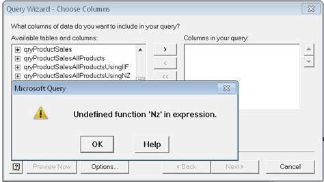 Undefined Function ‘nz Error In Expression