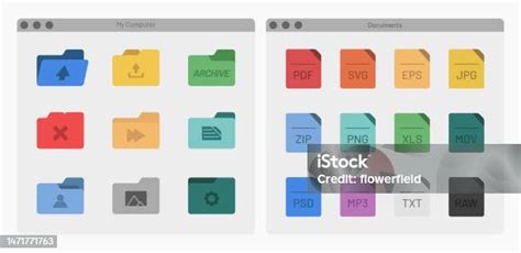 폴더 파일이 있는 데스크톱 인터페이스 창 격리 간단한 Ui 벡터 평면 그림 0명에 대한 스톡 벡터 아트 및 기타 이미지 0명 그래픽 사용자 인터페이스 단순함 Istock