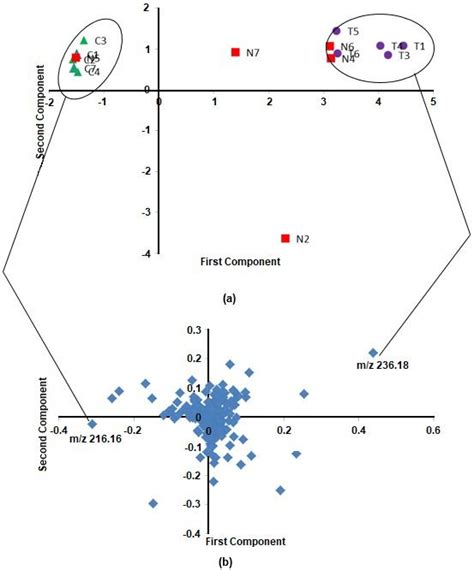 PCA Score Plot A And Loading Plot B Analysis For C Aeruginosa Download Scientific Diagram