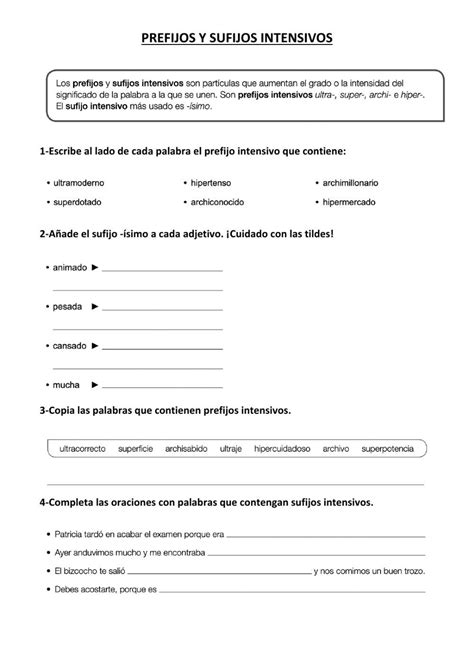 Prefijos Y Sufijos Intensivos Interactive Worksheet