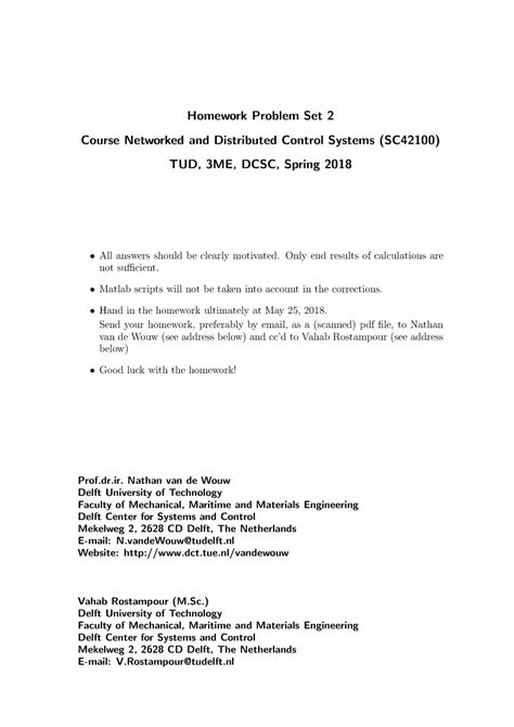Problem Set 2 Homework Homework Problem Set 2 Course Networked And