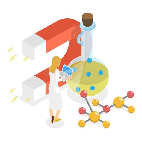 3d Isometric Flat Vector Illustration Of Female Scientist Item 1 Stock Vector Illustration Of