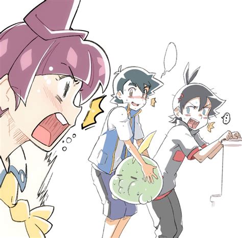 Ash Ketchum Goh Chloe And Gulpin Pokemon And 2 More Drawn By Tama