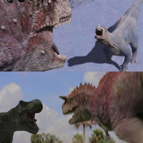 Aladar And Tyrannosaurus Rext Rex Vs Carnotaur Carcharodontosaurus