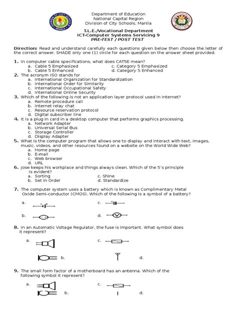 ict css 9 pre test post test questionnaire answer key1 1 pdf electrostatic discharge capacitor