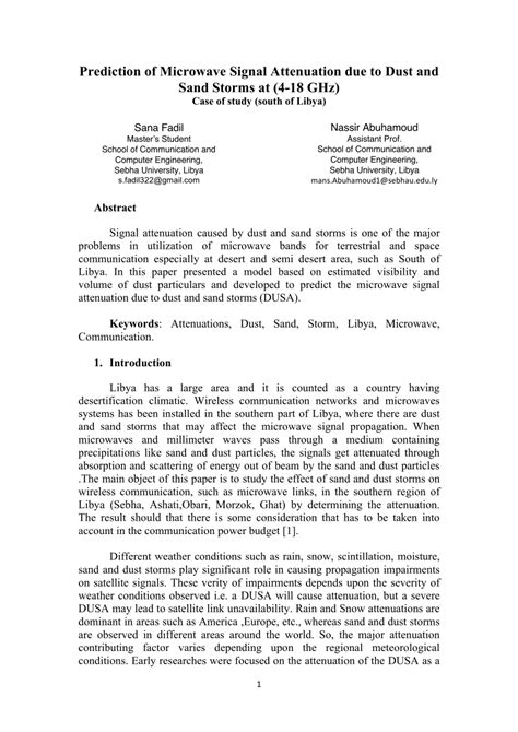 Pdf Prediction Of Microwave Signal Attenuation Due To Dust And Sand Storms At 4 18 Ghz Case