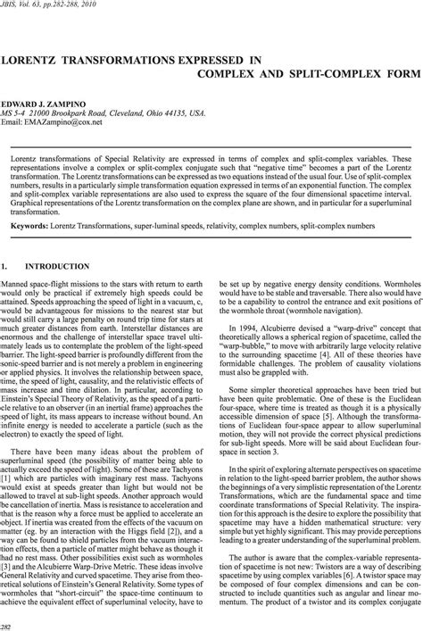 Lorentz Transformations Expressed In Complex And Split Complex Form BIS Shop
