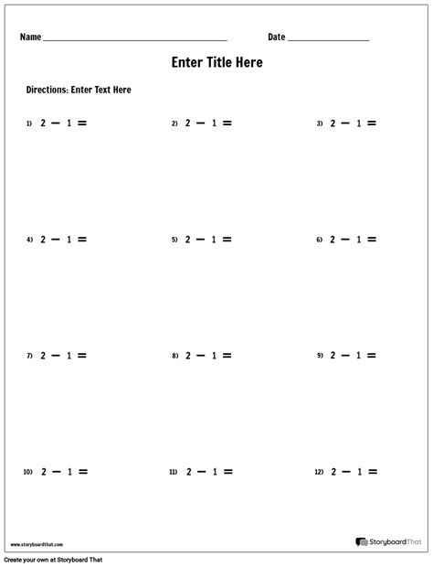 Free Subtraction Worksheets Create With Storyboard That Free Subtraction Worksheets Create With Storyboard That