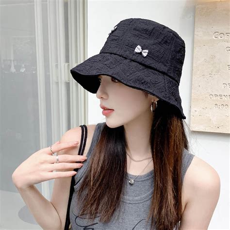 Hat Lady Sun Sun Visor Lady Wide Brim Hat Hat Spring And Summer Sun Chin Strap Bow Small Face