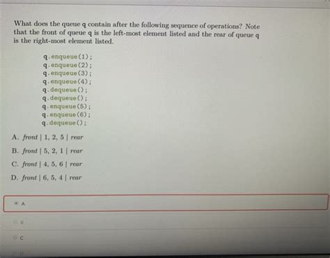 solved what does the queue q contain after the following