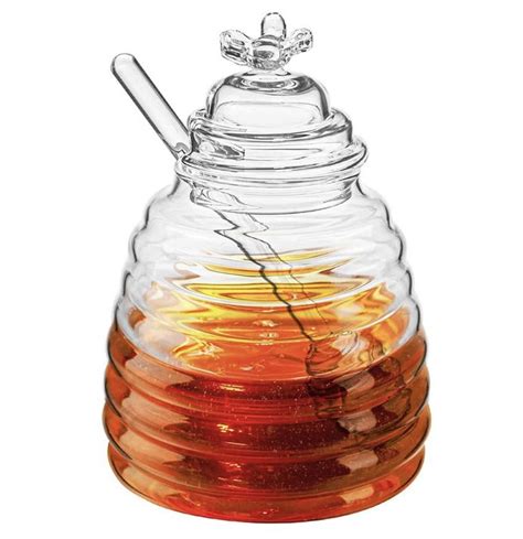 Hedume Honey Jar With Dipper And Lid Honey Bee Pot 17oz Glass Beehive