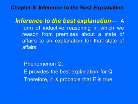 Inference To The Best Explanation