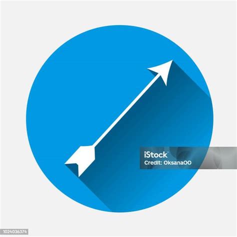 화살표는 파란색 배경에 위쪽의 오른쪽 방향을 나타냅니다 긴 그림자 있는 플랫 이미지 화살표 아이콘입니다 레이어 그룹화 쉽게 편집