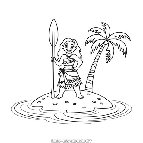 Moana On Island Easy Drawing Easy Drawings