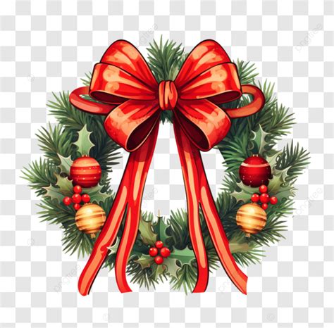 장신구와 활이 있는 전통적인 크리스마스 화환 크리스마스 화환 휴일 활 축제 종소리 Png 일러스트 및 이미지 에 대한 무료 다운로드 Pngtree