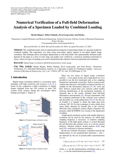 pdf numerical verification of a full field deformation analysis of a