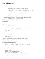 ArrayList Manipulation And Review Java Code Examples Course Hero