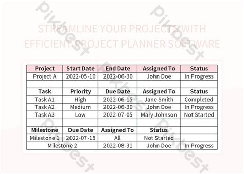 Enhance Project Efficiency With Streamlined Planner Software Excel Template Free Download