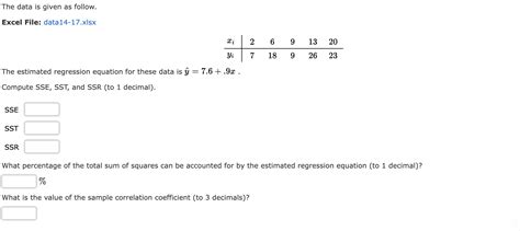 solved the data is given as follow excel file