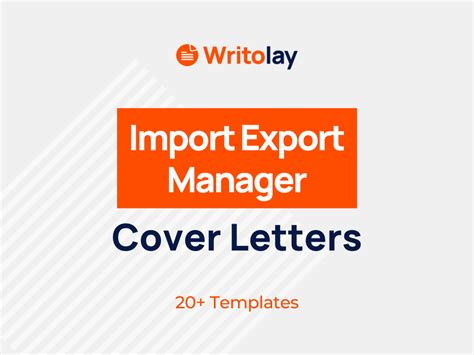 Import Export Manager Cover Letter Example 4 Templates Writolay