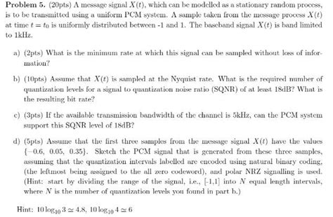 Solved Problem 5 20pts A Message Signal X T Which Can