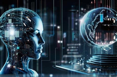 premium photo white robot on blurred background using digital